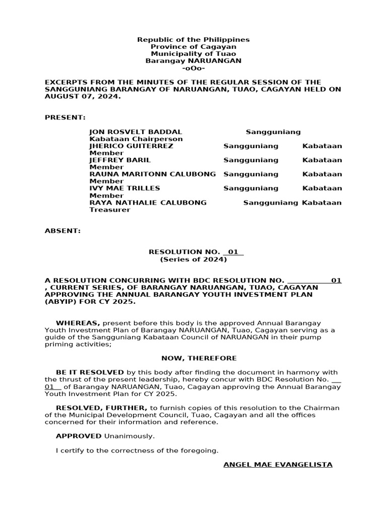 ABYIP RESOLUTION | PDF