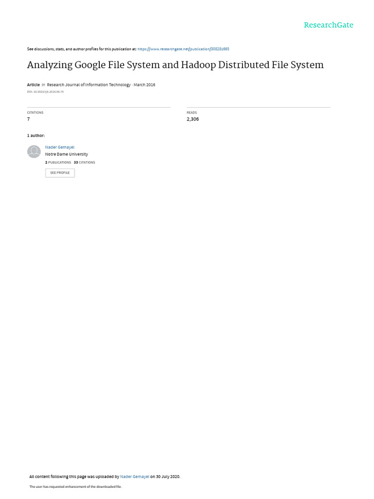 AnalyzingGFS_HDFS | PDF | Apache Hadoop | Operating System Technology