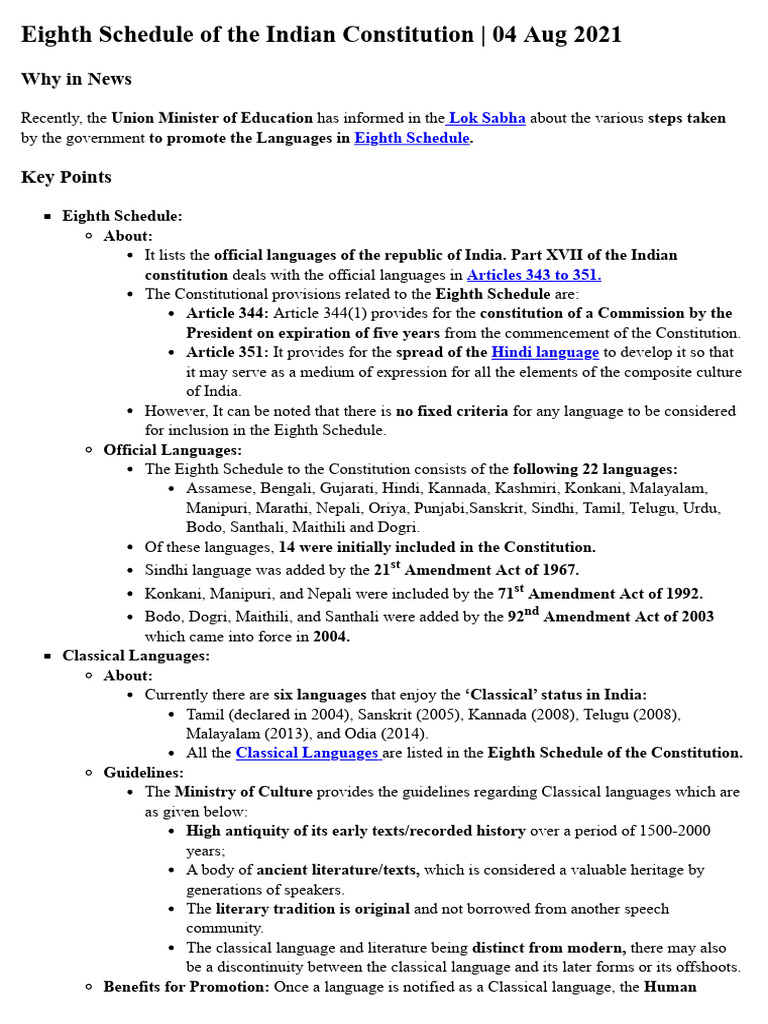 Eighth Schedule Languages of India | PDF | Languages Of India ...