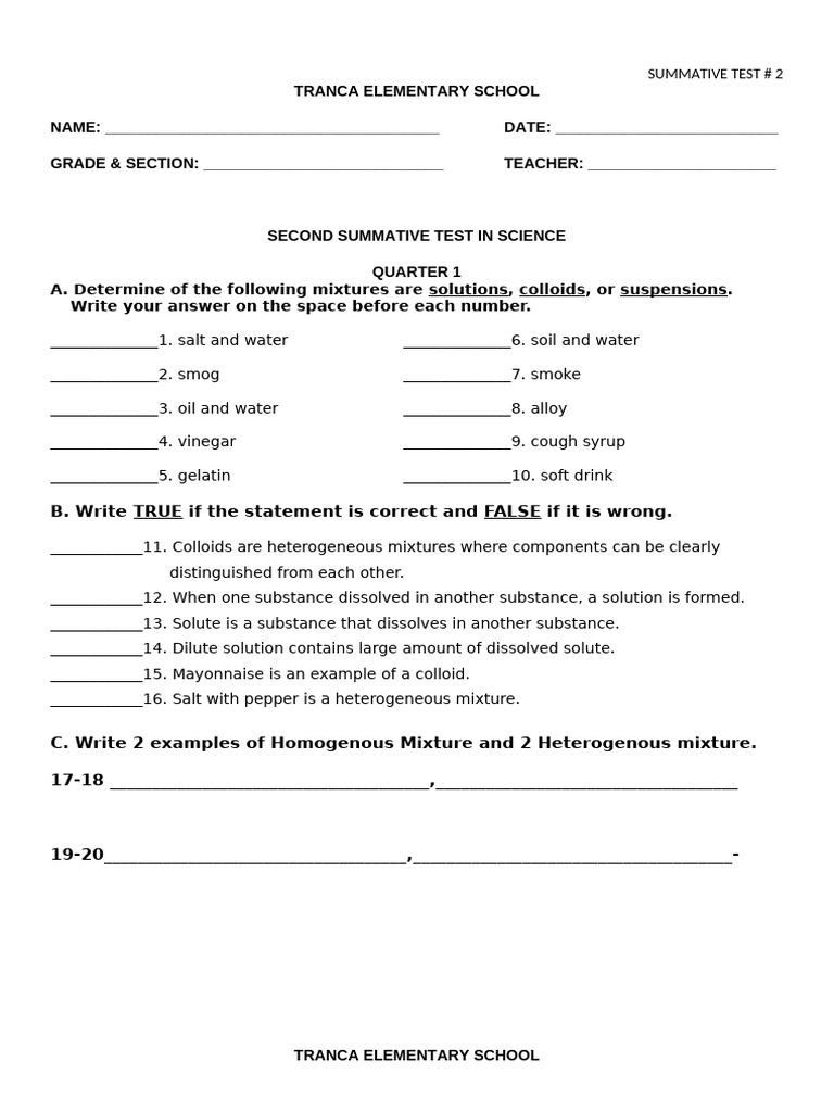 SUMMATIVE-2-Q1 | PDF | Mixture | Wiki