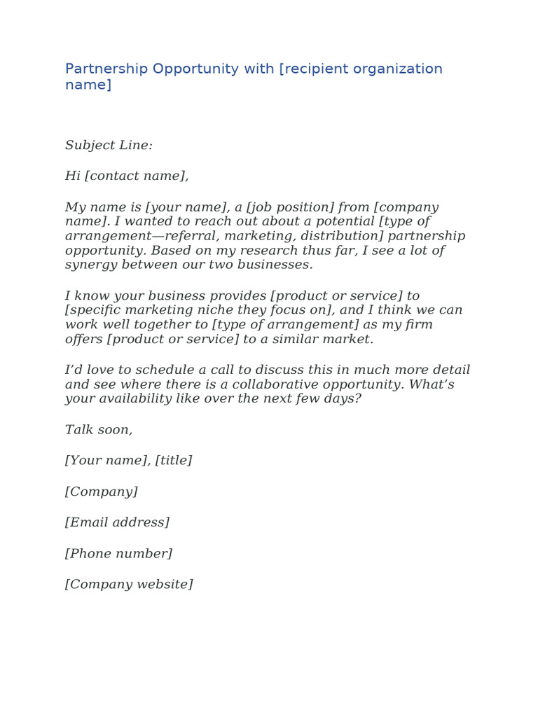 Partnership Opportunity Email | PDF