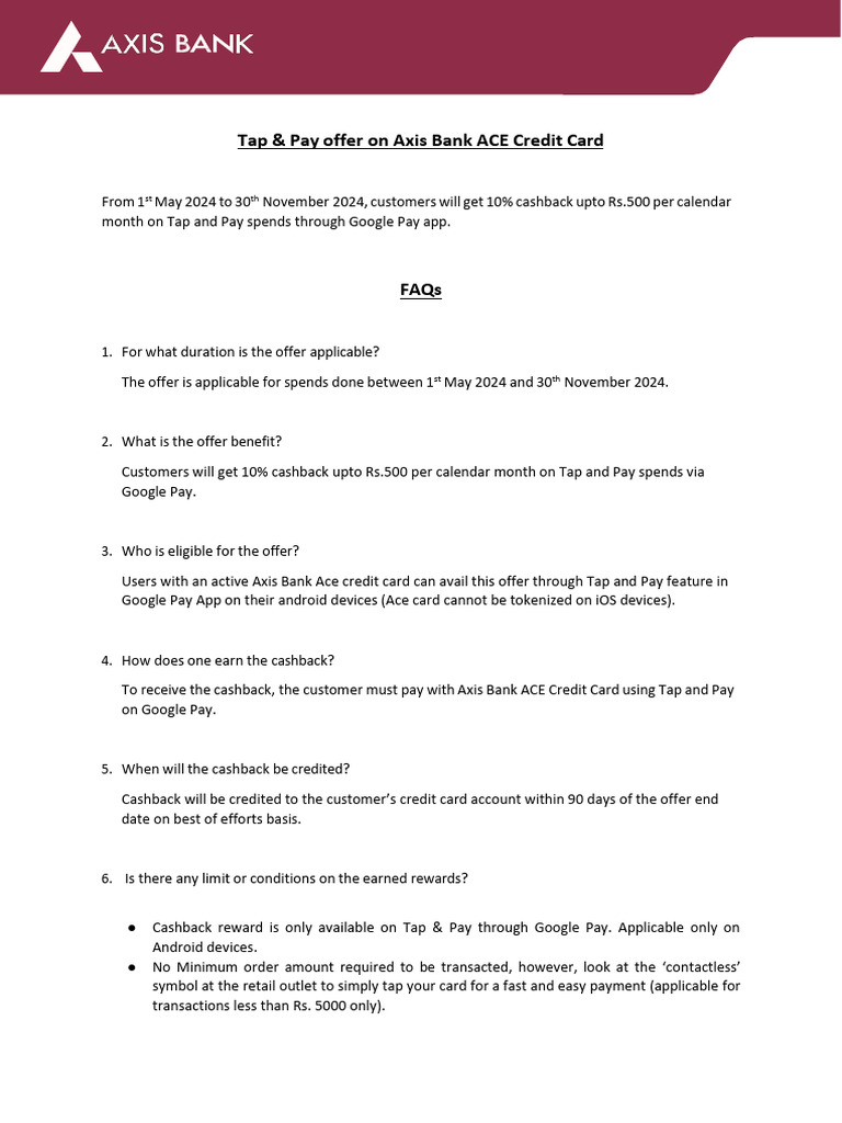 Faqs For Tap and Pay Ace | PDF | Credit Card | Service Industries
