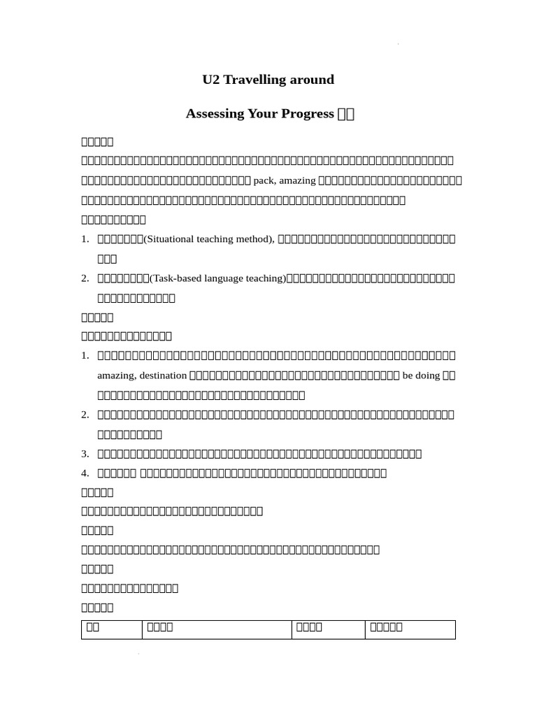 Unit 2 Travelling Around Assessing Your Progress教案-2023-2024学年高中英语人教版（2019）必修第一册 | PDF