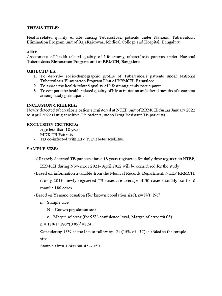QUESTIONNAIRE - HRQoL Among TB Patients | PDF | Tuberculosis