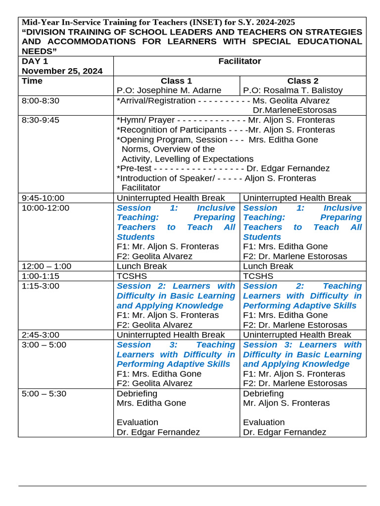 Cluster7-Final Inset Timeline | PDF | Pedagogy | Education Theory