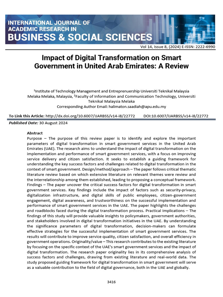 Digital Transformation in UAE Smart Government | PDF | United Arab Emirates