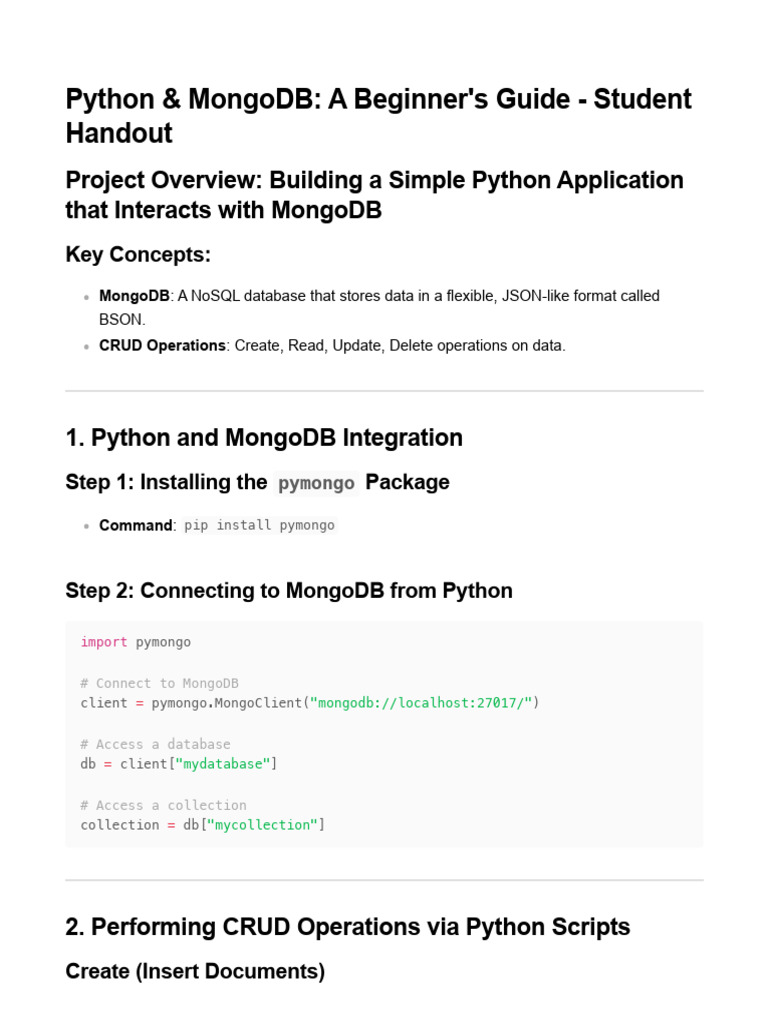 2384_1020_DOC_Python & MongoDB a Beginner's Guide | PDF | Mongo Db ...
