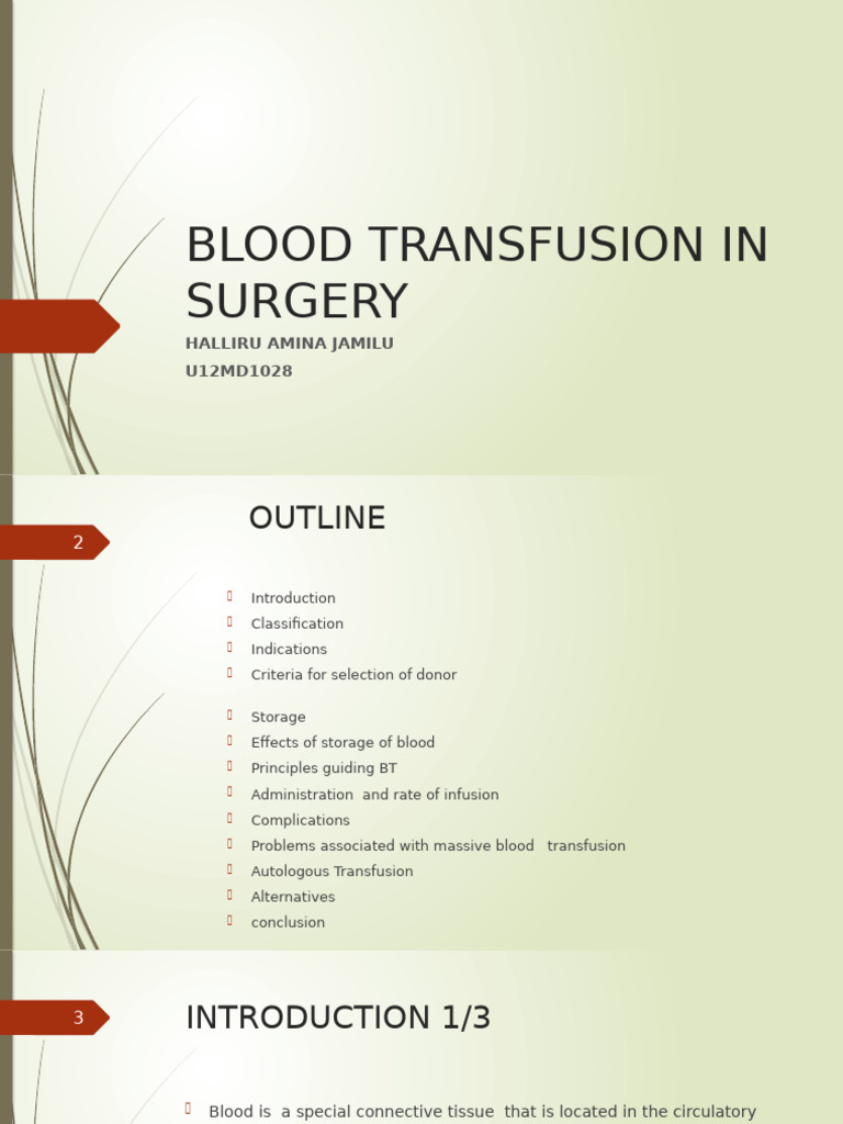 Blood Transfusion in Surgery | PDF | Blood Transfusion | Blood Donation