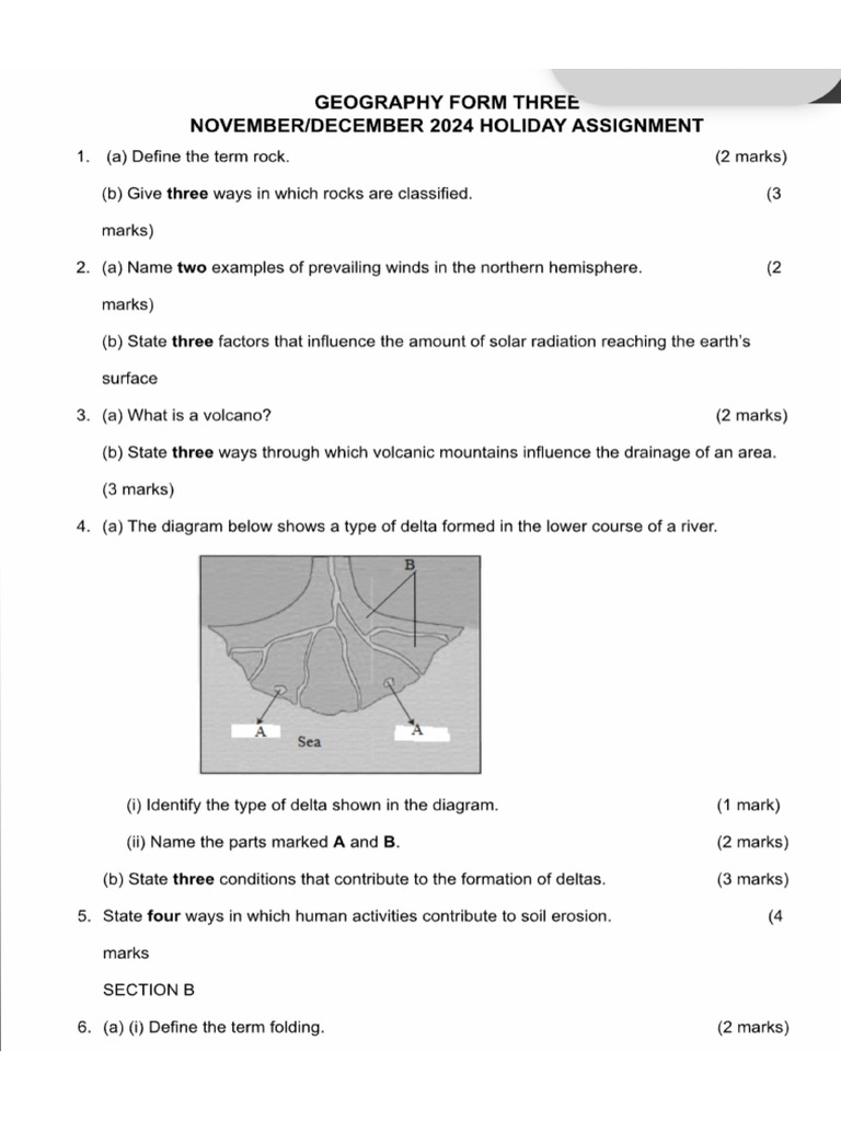 Form 3 Geography holiday assignment | PDF