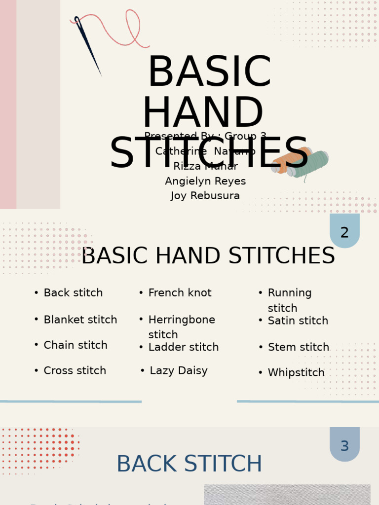 Basic Hand Stitches Guide | PDF | Embroidery | Stitches (Textile Arts)