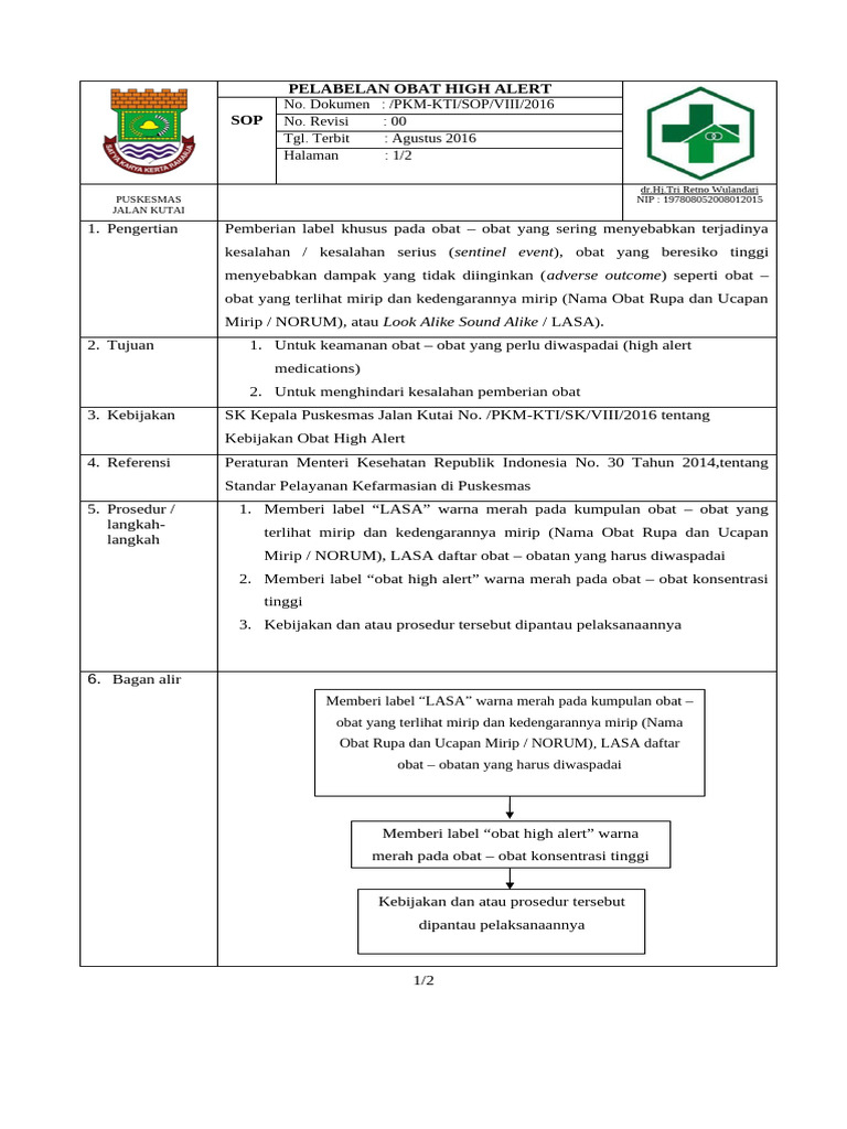 Pelabelan Obat High Alert | PDF