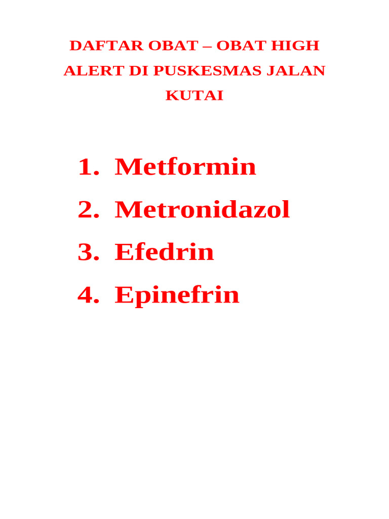 Daftar Obat High Alert | PDF