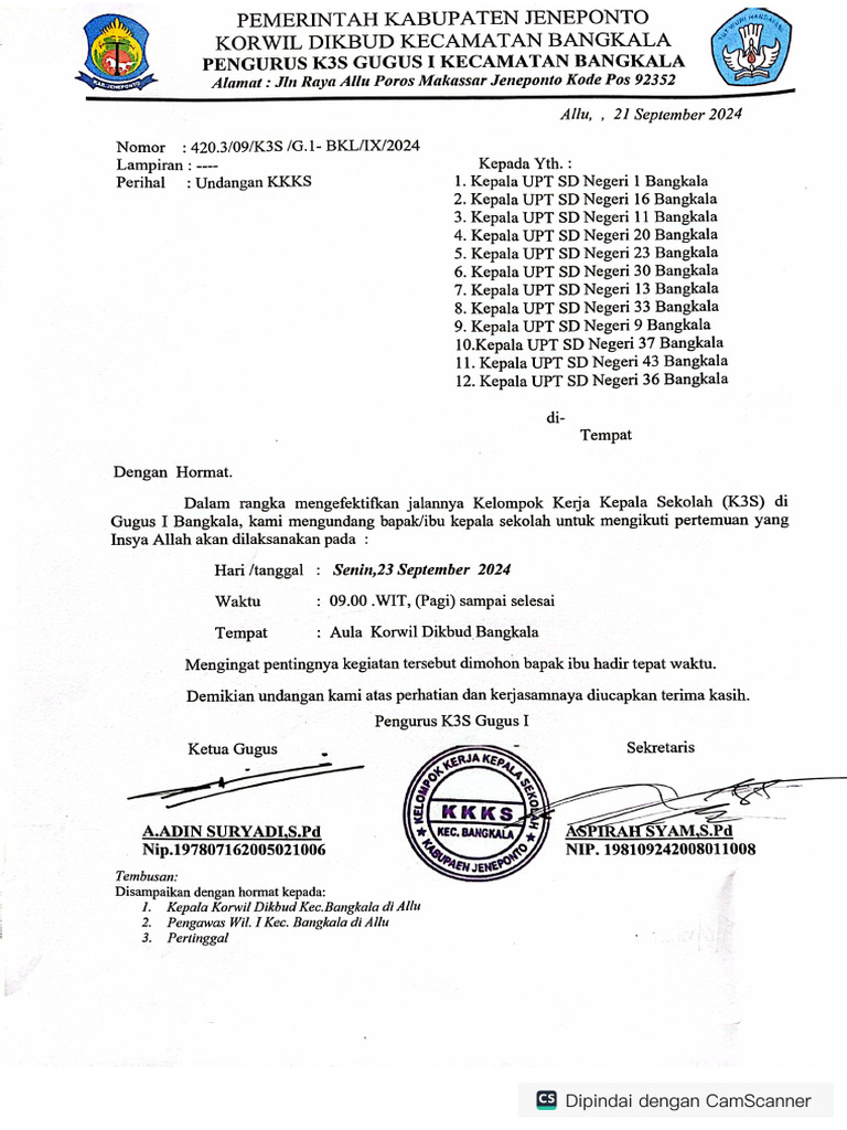 undangan K3S. Bulan Oktober & September 2024 | PDF