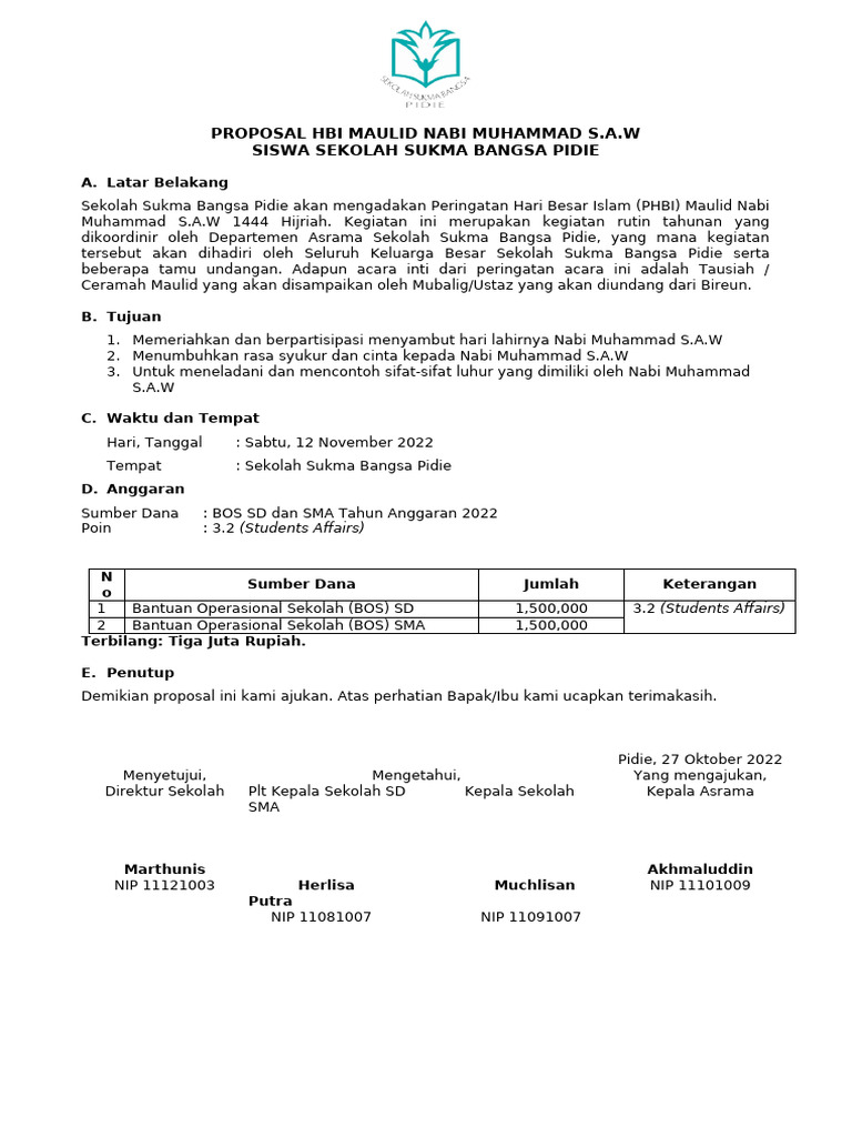 Proposal Asrama 2022 | PDF