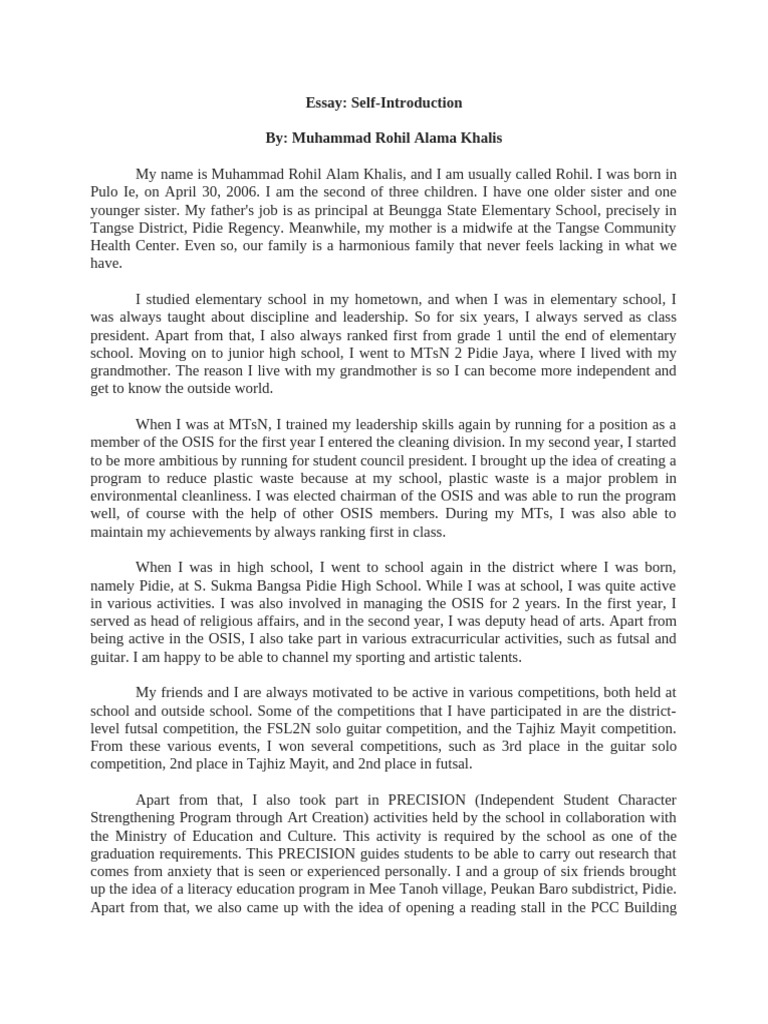 Essay Ingglish Muhammad Rohil Alam Khalis | PDF