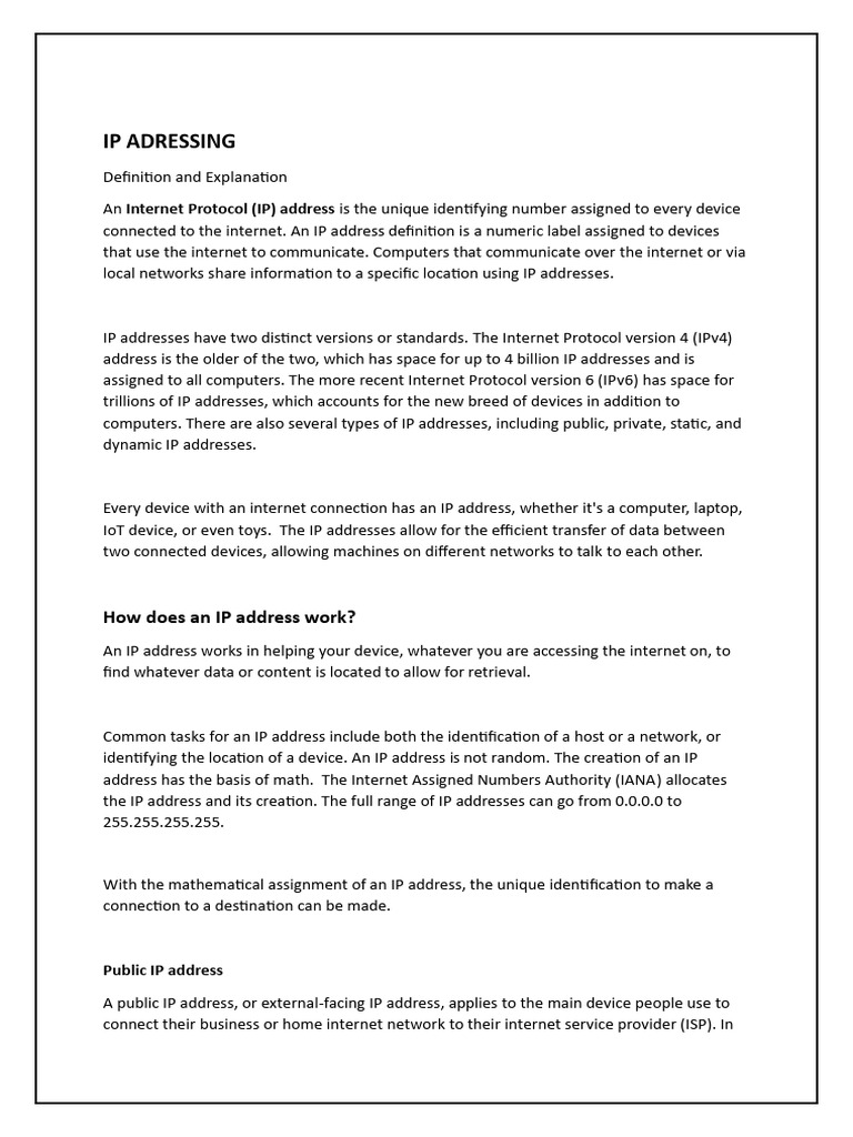 Ip Adressing | PDF | Ip Address | I Pv6