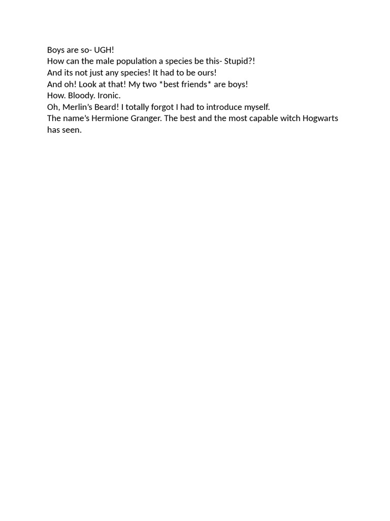 Hermione Granger's Frustration with Boys | PDF