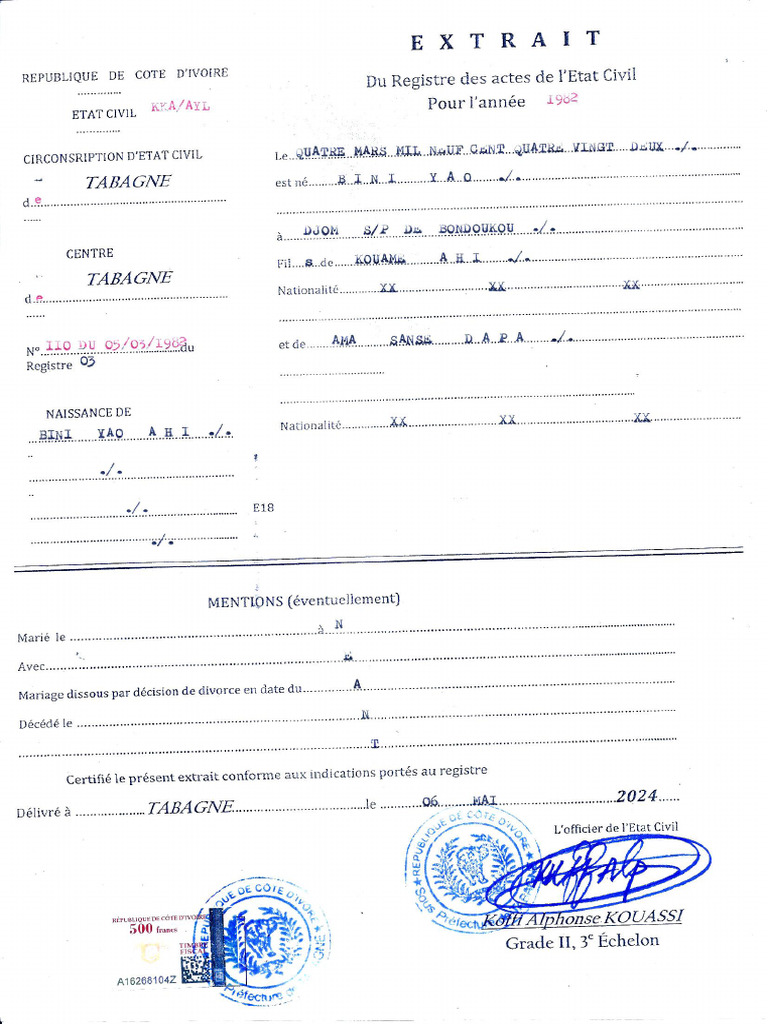 3) Extrait de Naissance Ahi | PDF