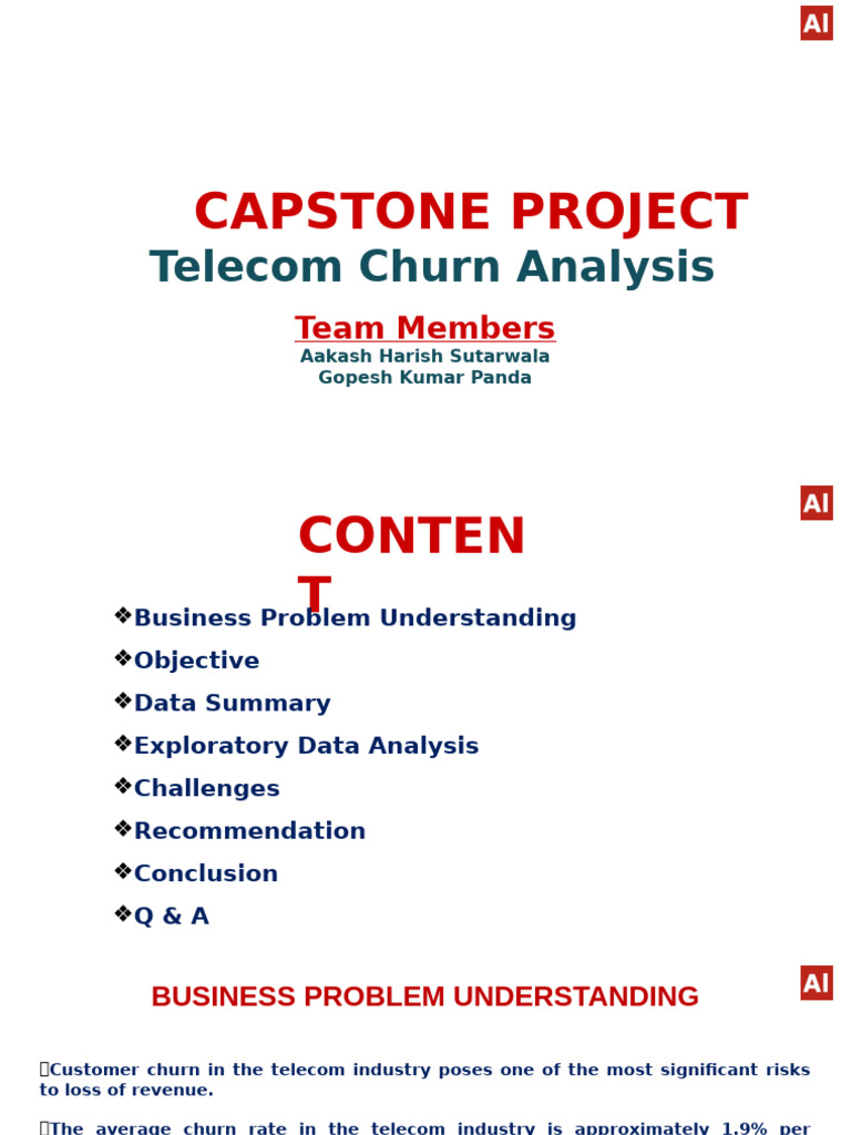 Telecom Churn Analysis - Project Presentation Updted | PDF | Data Analysis
