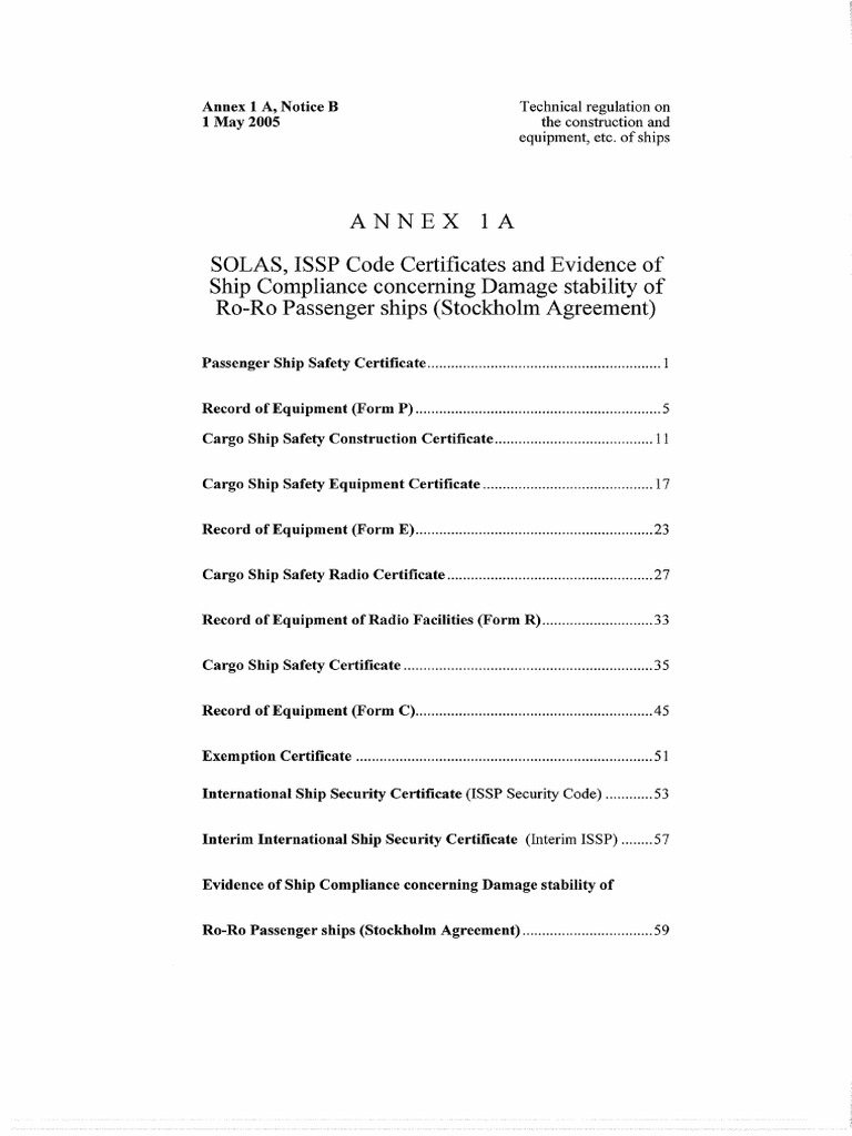 34 Annex 1-A SOLAS Certificates | PDF