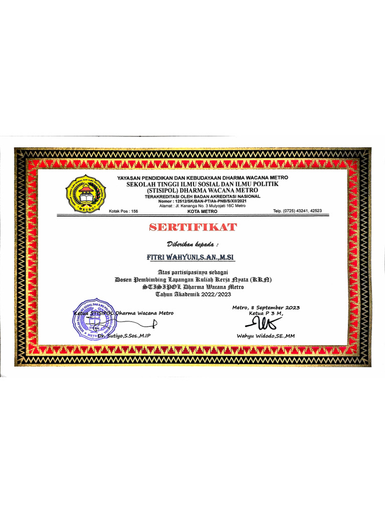 Sertifikat DPL | PDF