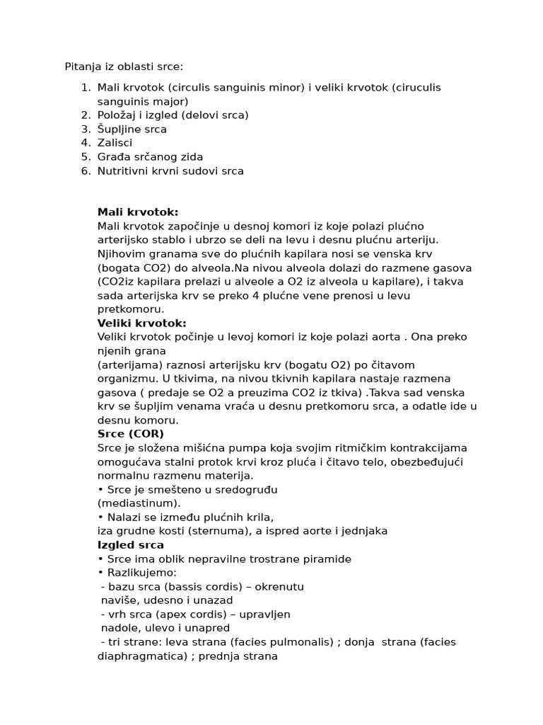 Anatomija Srca | PDF