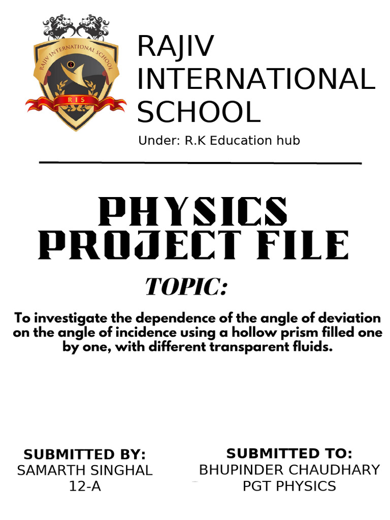 Physics Project File Complete | PDF | Refractive Index | Refraction