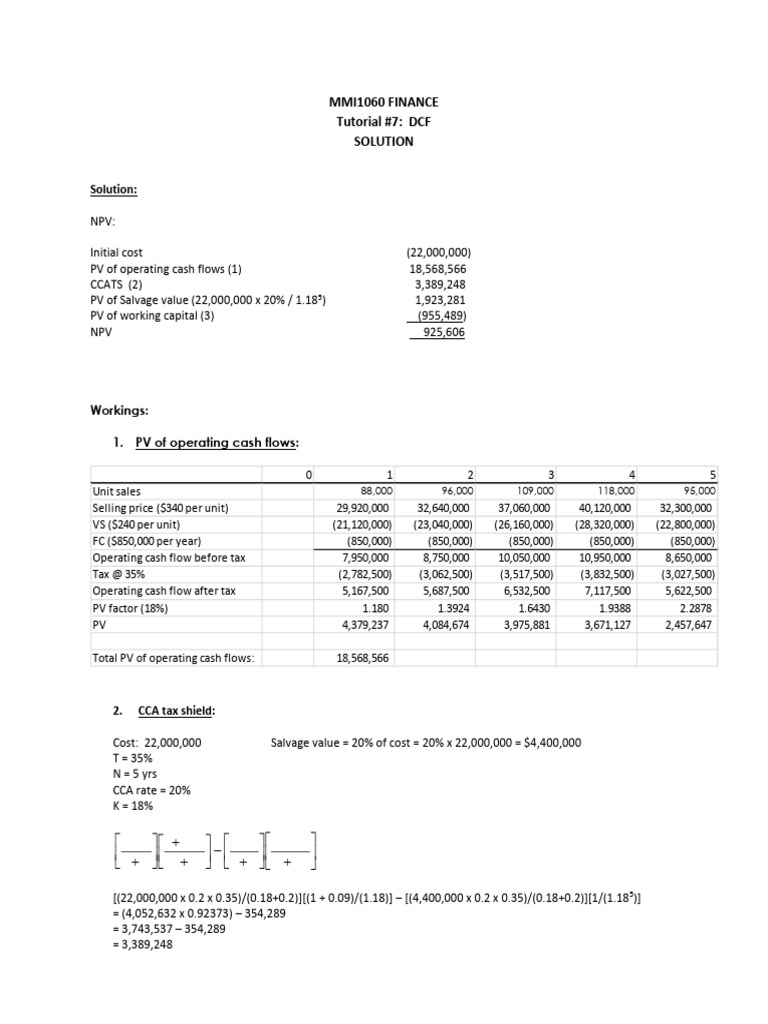 1060 F2022 Week 9 Tutorial 7 - SOLUTION | PDF | Net Present Value ... 1060 F2022 Week 9 Tutorial 7 - SOLUTION | PDF | Net Present Value ...