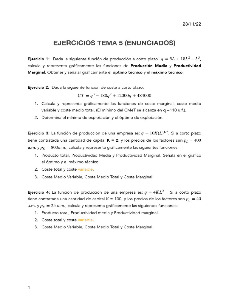 Análisis de Producción y Costos a Corto Plazo | PDF | Costo marginal | Economias