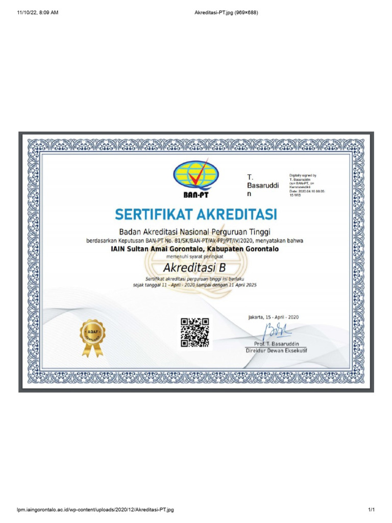 Akreditasi Kampus IAIN SAG | PDF