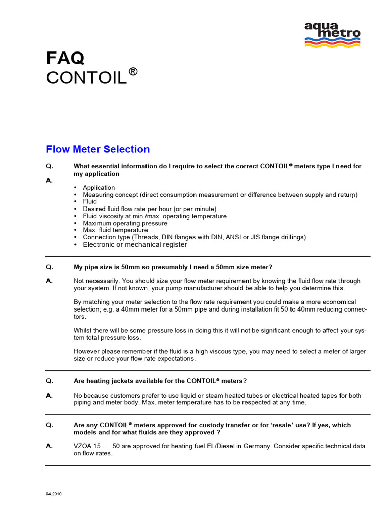 faq_e | PDF | Flow Measurement | Switch