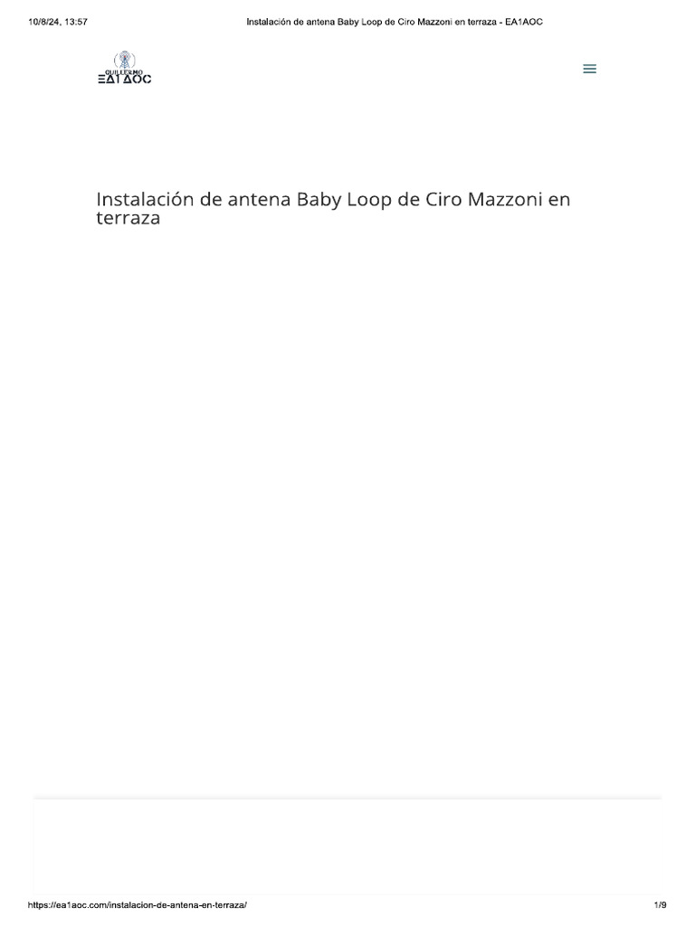 Instalación de Antena Baby Loop de Ciro Mazzoni en Terraza - EA1AOC | PDF