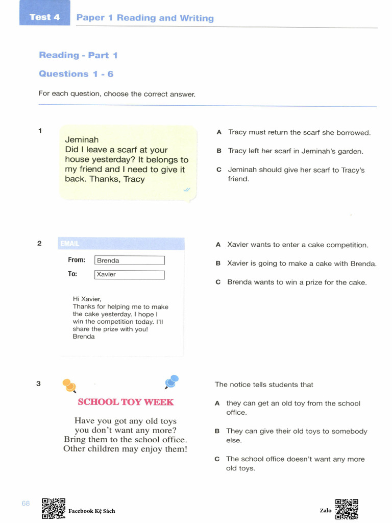 Ready For A2 Key For Schools 8 Test-68-77 | PDF