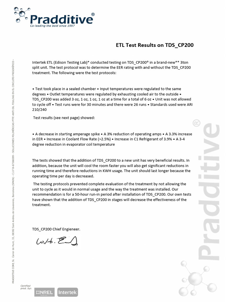 Intertek - Etl Test Results On Tds - cp200 | PDF | Physical Quantities ...