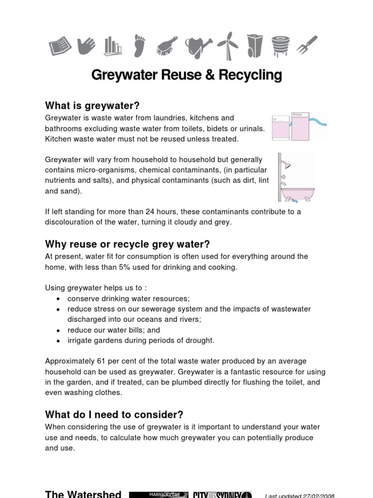 Info Sheet - Greywater Reuse & Recycling | PDF | Wastewater | Water Supply