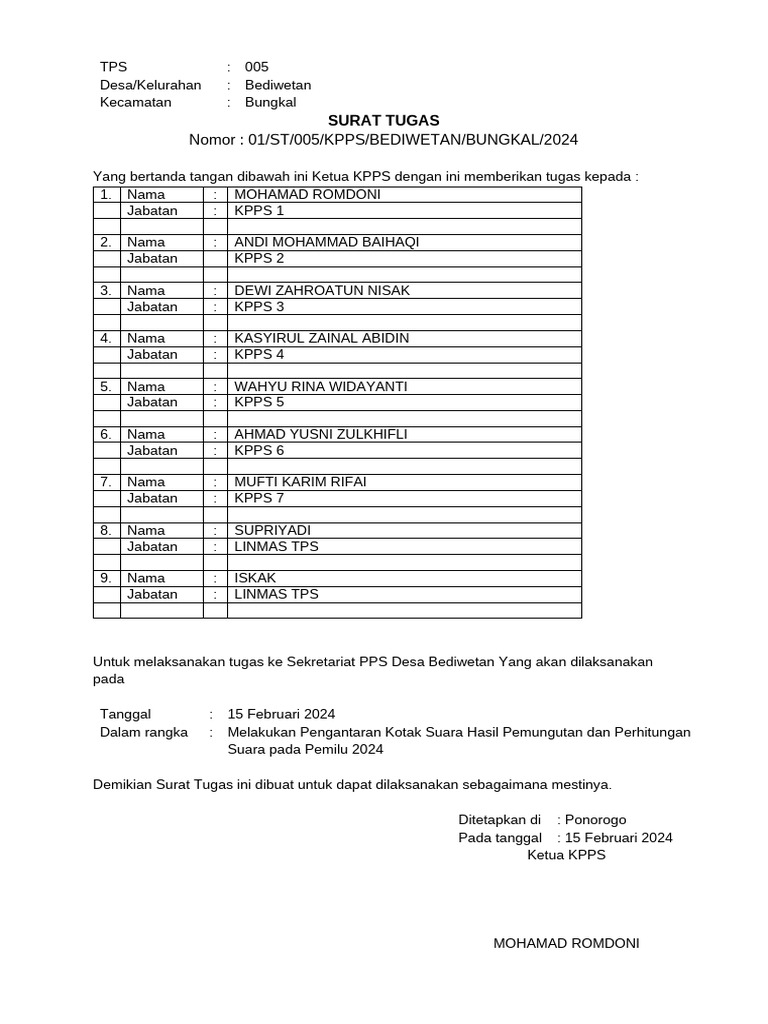 13. Surat Tugas dan Kuitansi Bantras Pengantaran Kotak Suara ke PPS | PDF