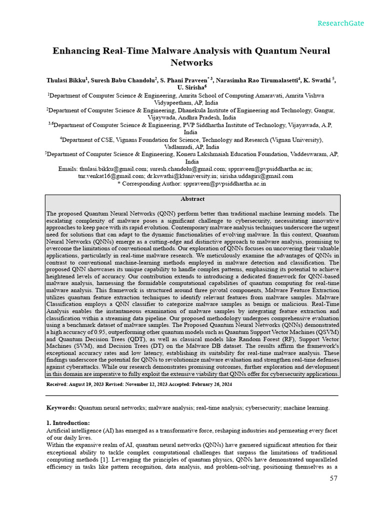 Malware Analysis Reaseach Paper Pdf Quantum Computing Security 2733
