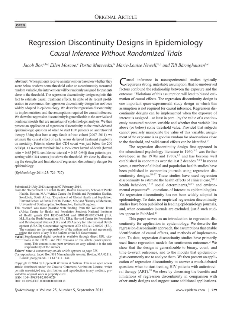 Regression Discontinuity Designs in Epidemiology .16 | PDF ...