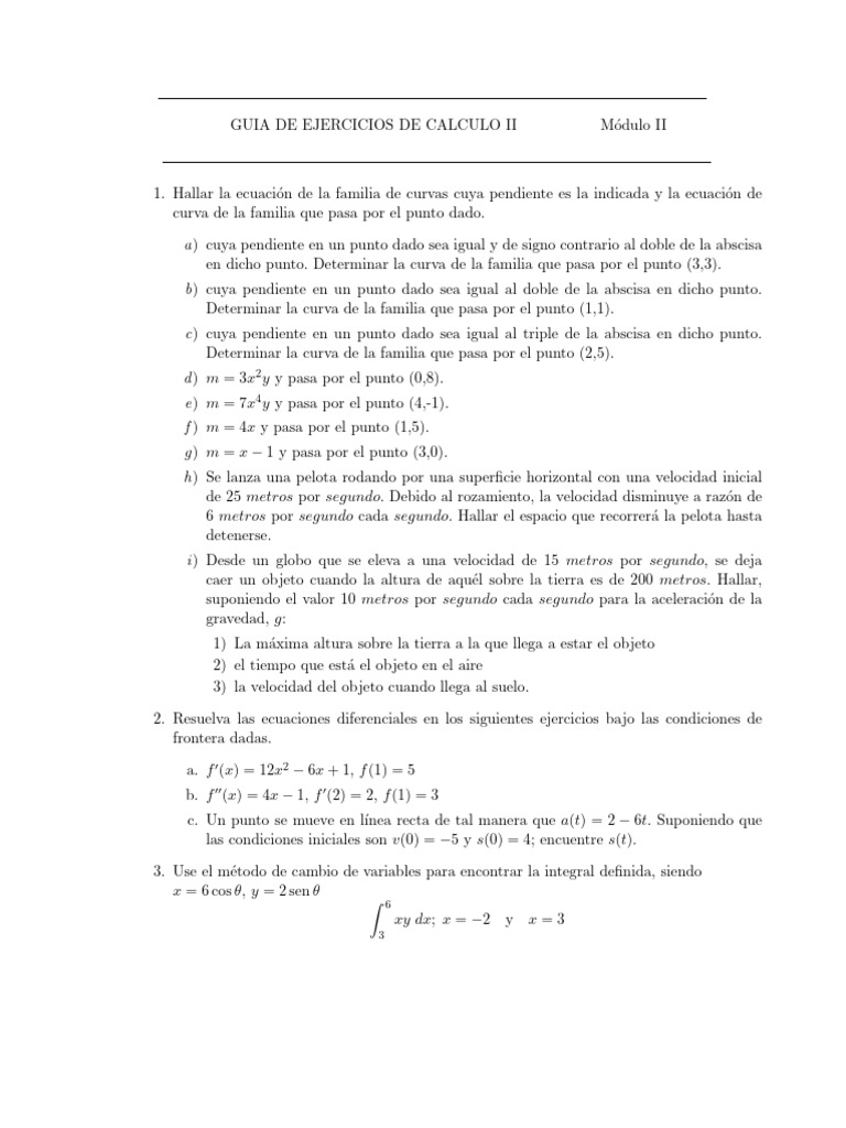 Ejercicio Cal II Mod II | PDF | Integral | Pendiente