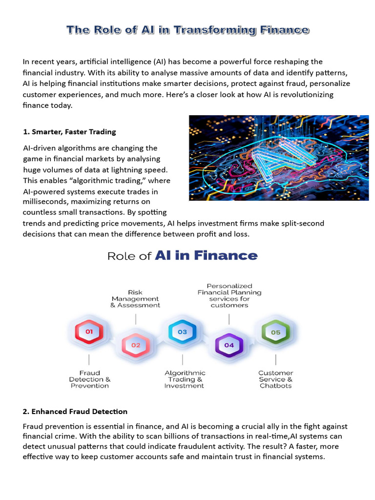 AI Transforming the Financial Sector | PDF | Artificial Intelligence ...