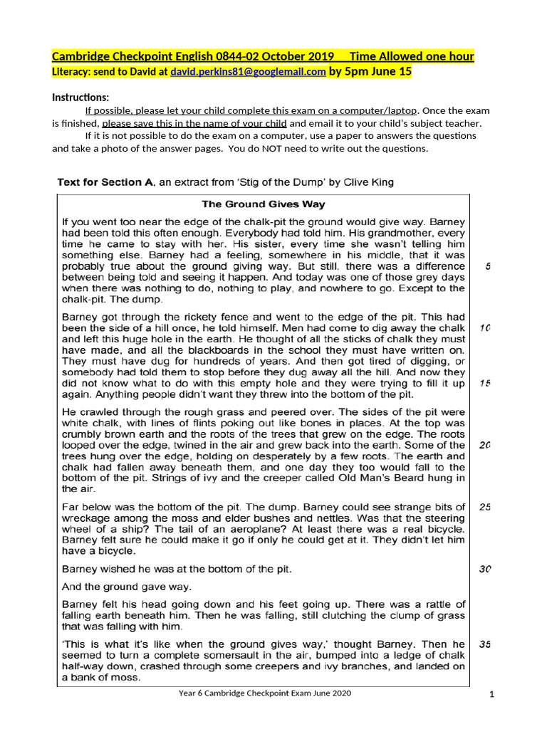 Cambridge Checkpoint English 0844 | PDF