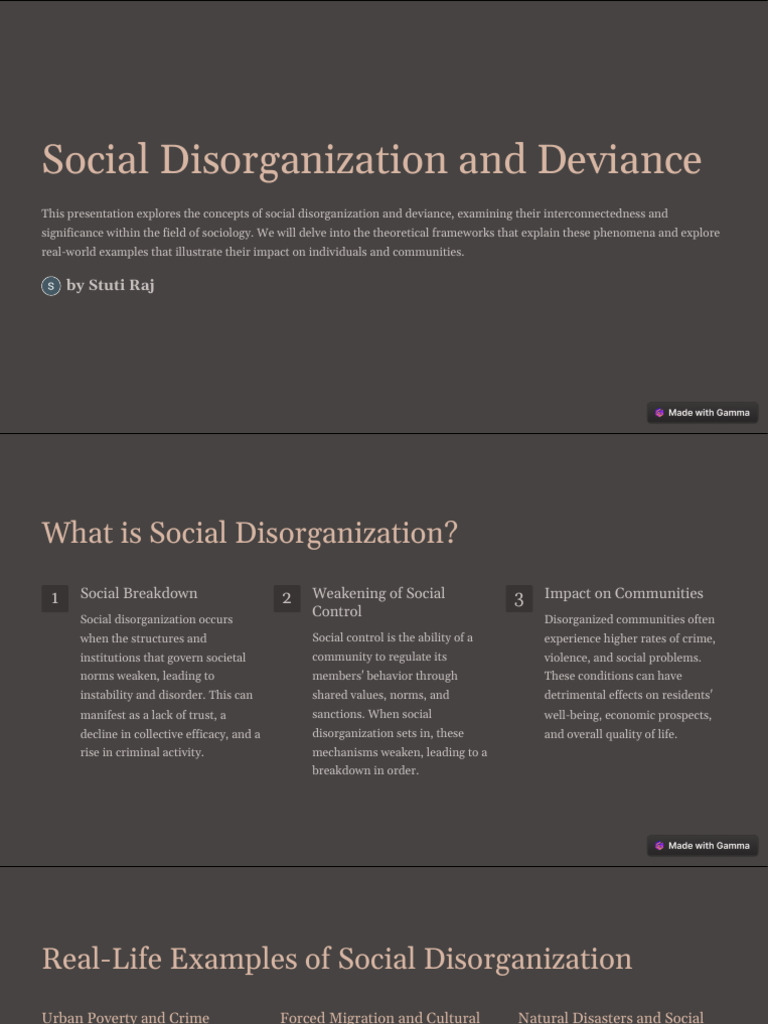Social Disorganization and Deviance Explained | PDF | Deviance ...