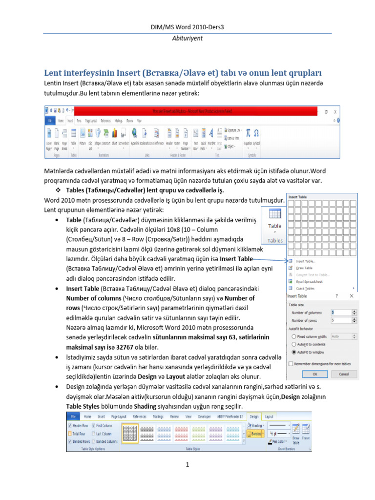 Word Ders3-Insert Tabi - DIM | PDF