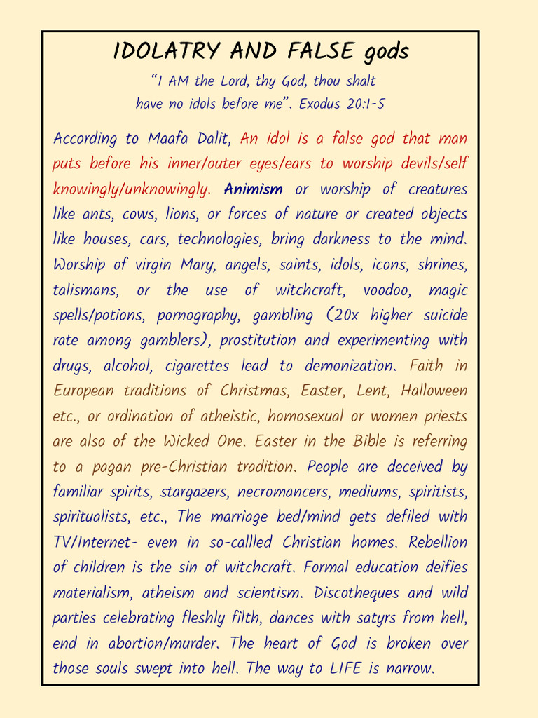 Idolatry and False Gods | PDF | Idolatry | God The Father