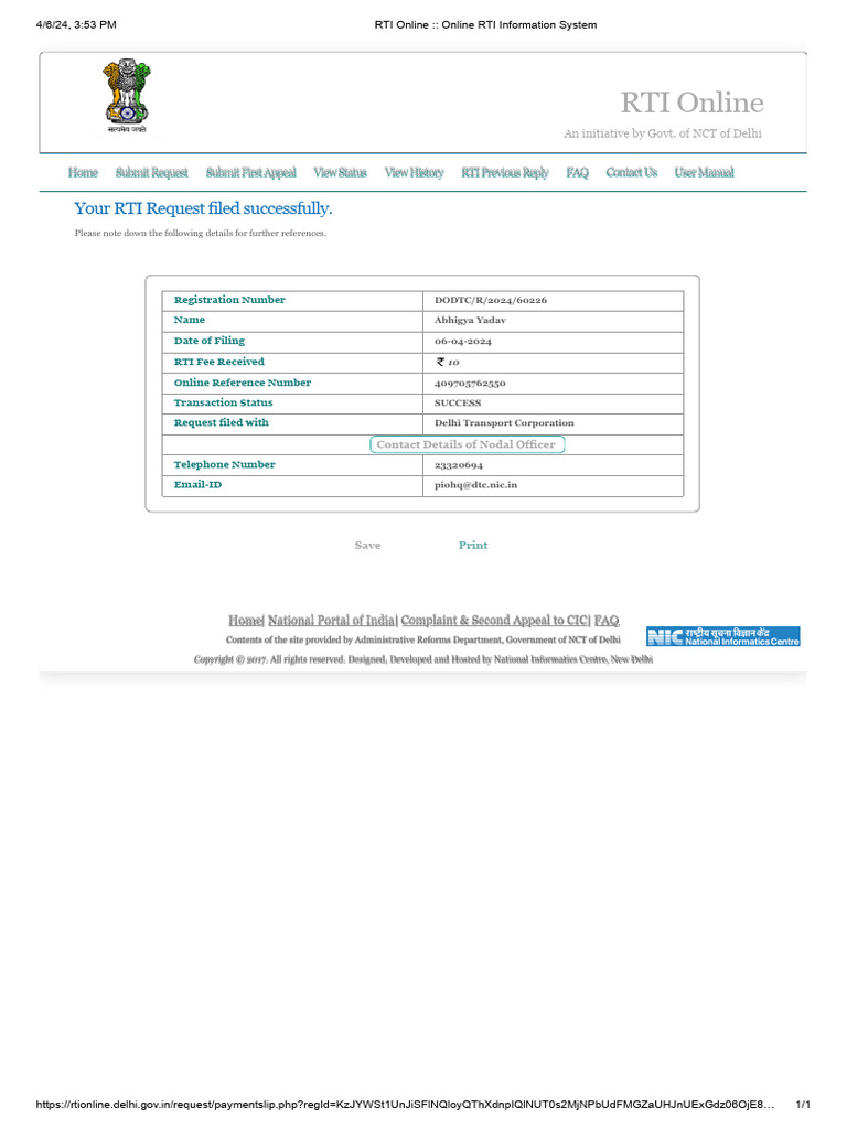 RTI Online - Online RTI Information System | PDF | Civil Law (Common ...