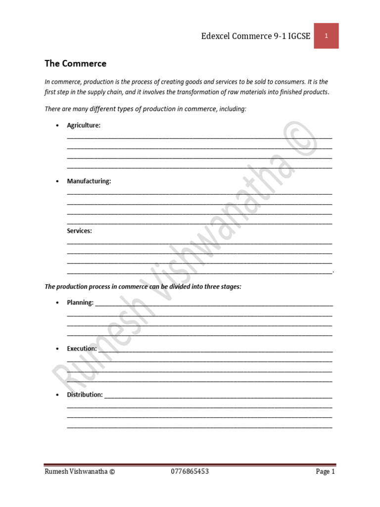 Commerce Note 01 Student Note | PDF | Factors Of Production | Commerce