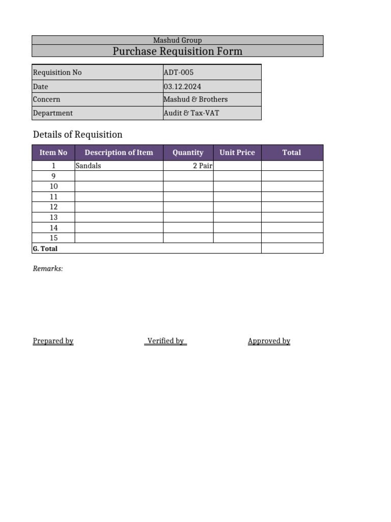 Purchase Requisition | PDF