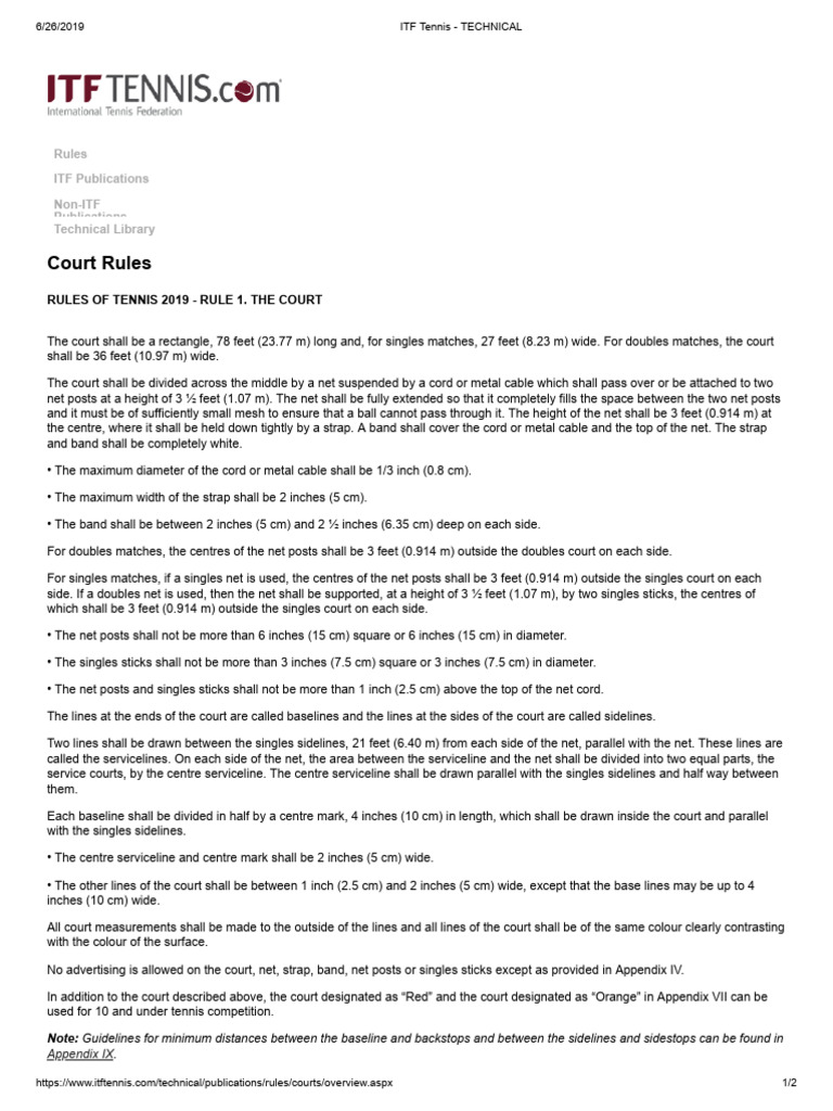 ITF Tennis - TECHNICAL 1 | PDF | Foot (Unit) | Ball Games