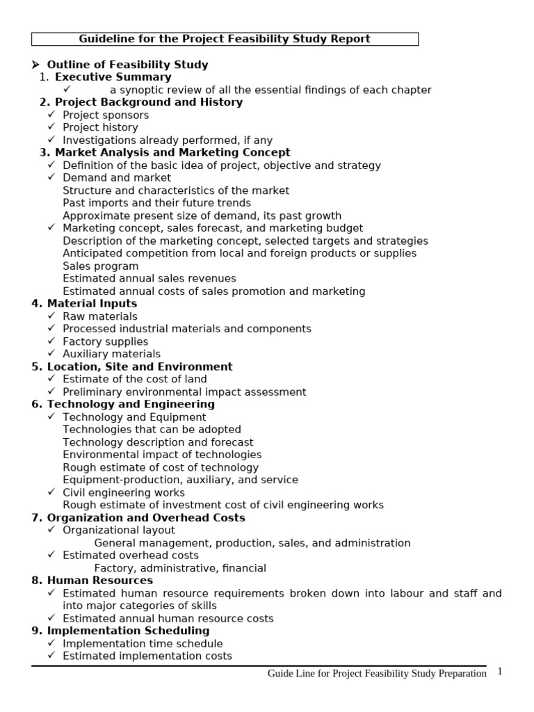 Guideline for the Project Feasibility Study Report | PDF | Capital ...