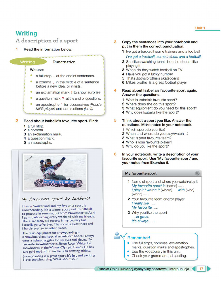 My Favourite Sport by Isabella - Reading | PDF